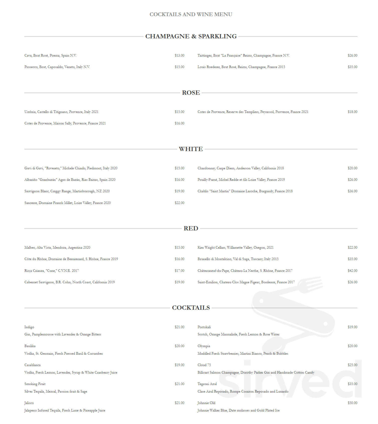 Barbounia menu in New York, New York, USA