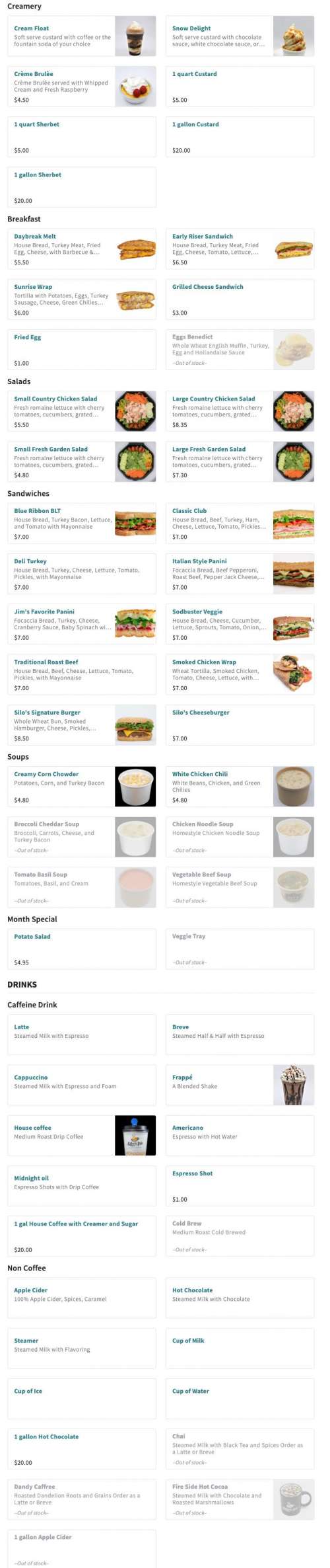 Silver Silo Bakery & Espresso menu in Cedar City, Utah, USA