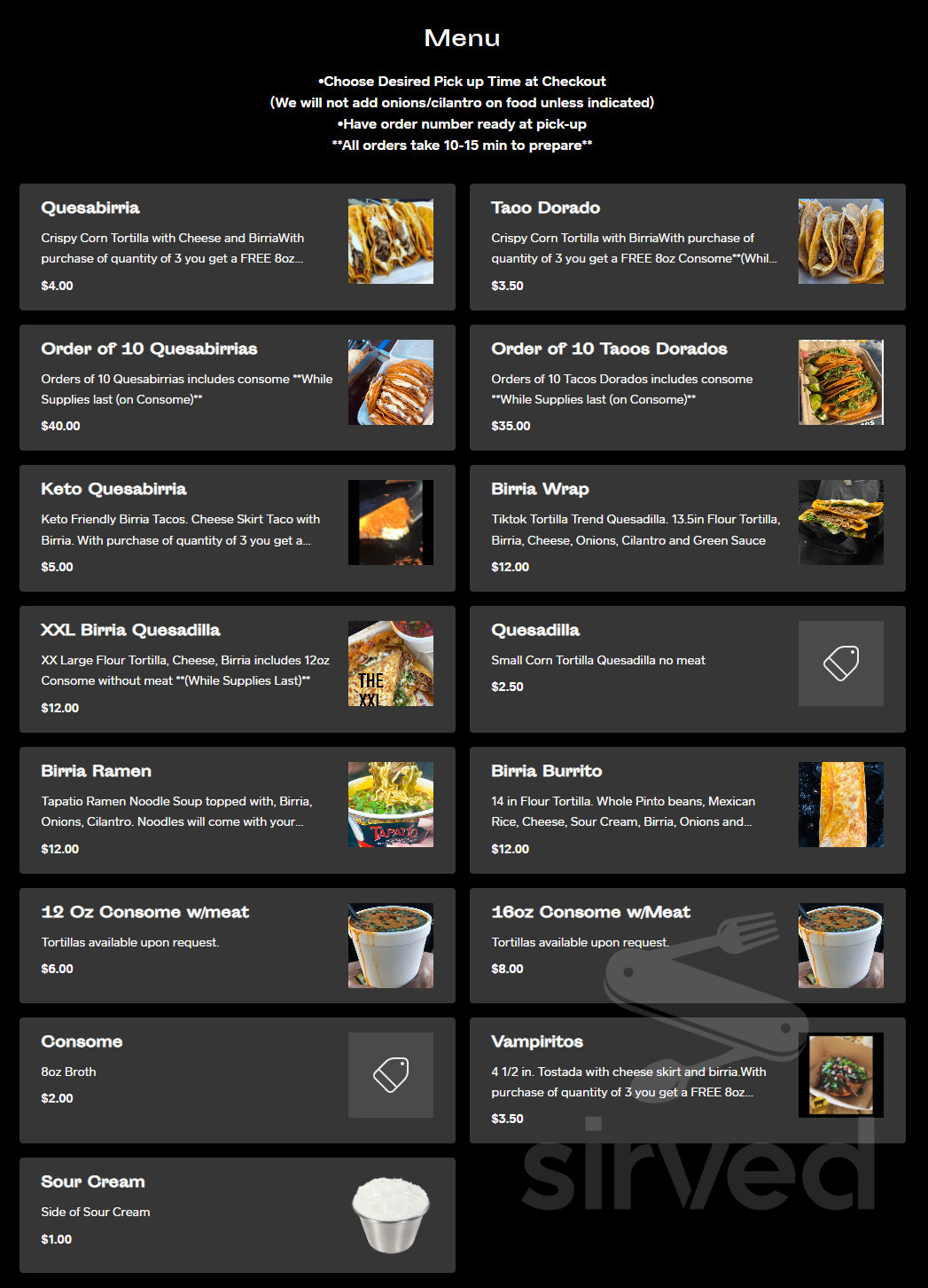 OG TACOS menu in Antioch, California, USA