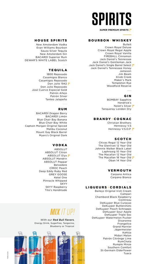 Topgolf menu in Fort Myers, Florida, USA