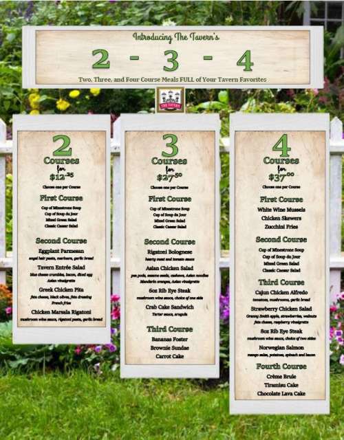 The Olney Tavern menu in Olney, Maryland, USA