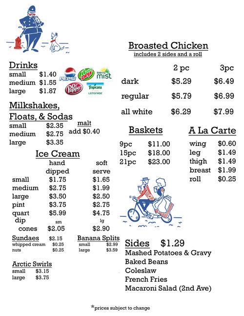 Shake Shoppe menu in Gallipolis, Ohio, USA