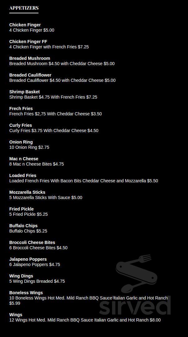 Oip menu in Mt Union, Pennsylvania, USA