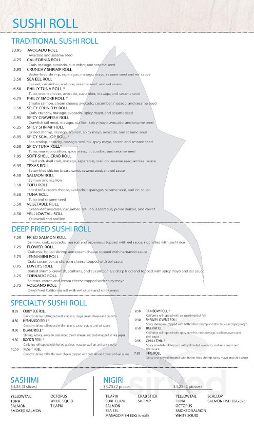 Yellowfin Sushi & Hibachi Grill menus in Hernando, Mississippi, United ...