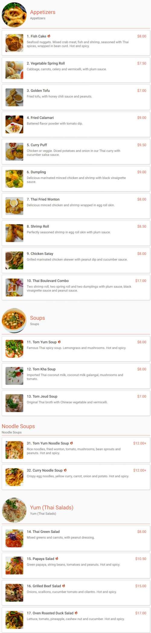Nine Thai by Thai Boulevard menu in Forest Hills, New York, USA