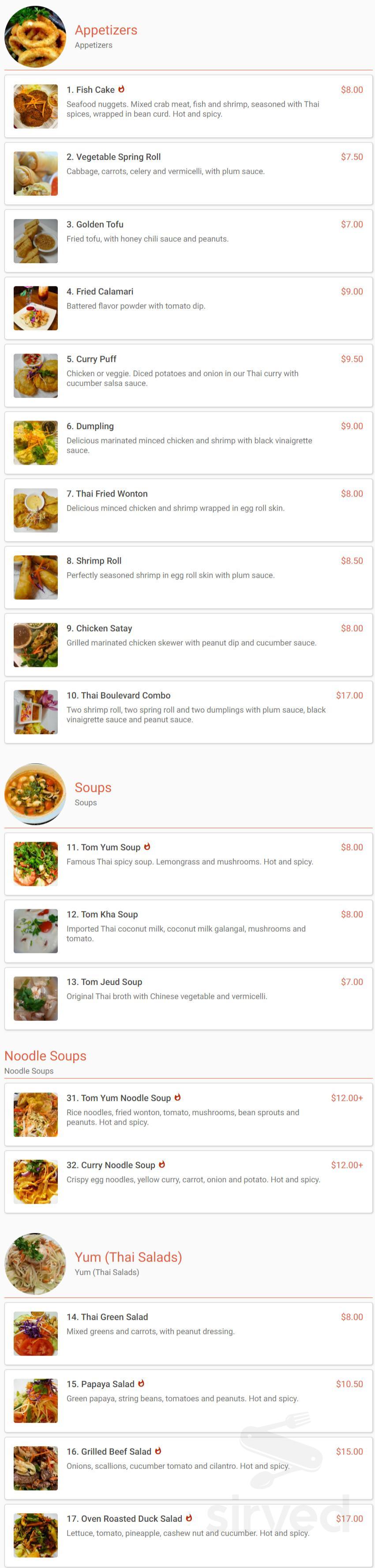 Nine Thai by Thai Boulevard menu in Forest Hills, New York, USA
