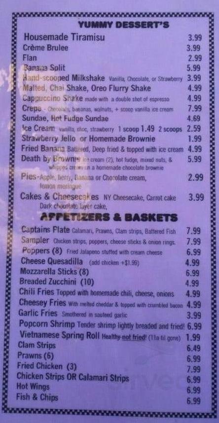 Santa Cruz Diner menu in Santa Cruz, California, USA