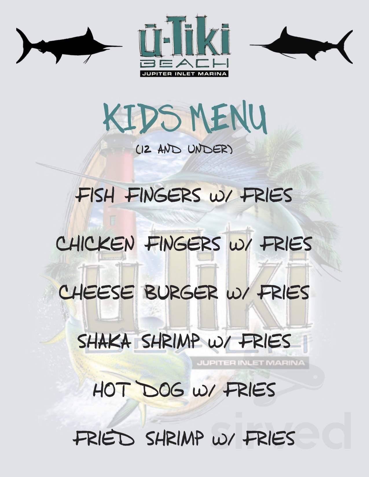 U-Tiki Beach menu in Jupiter, Florida, USA