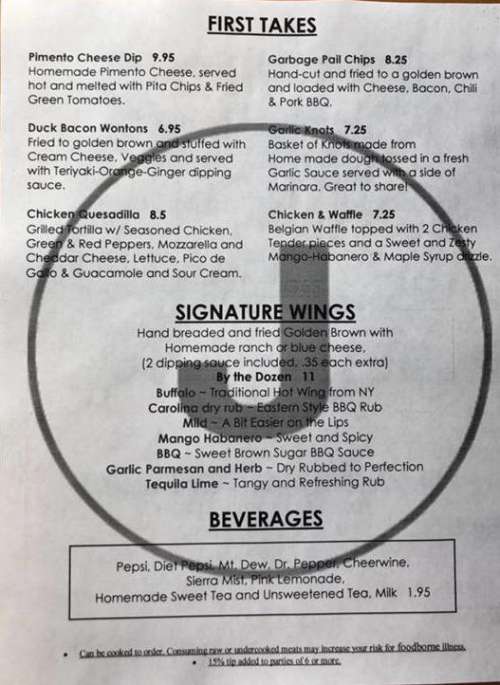 Junction on 70 menu in Mebane, North Carolina, USA