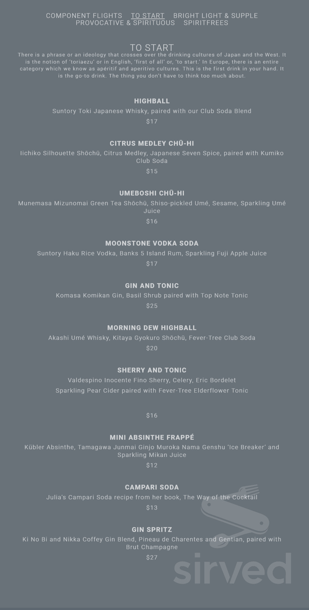 Menu - Chicago IL's Kikko | Sirved