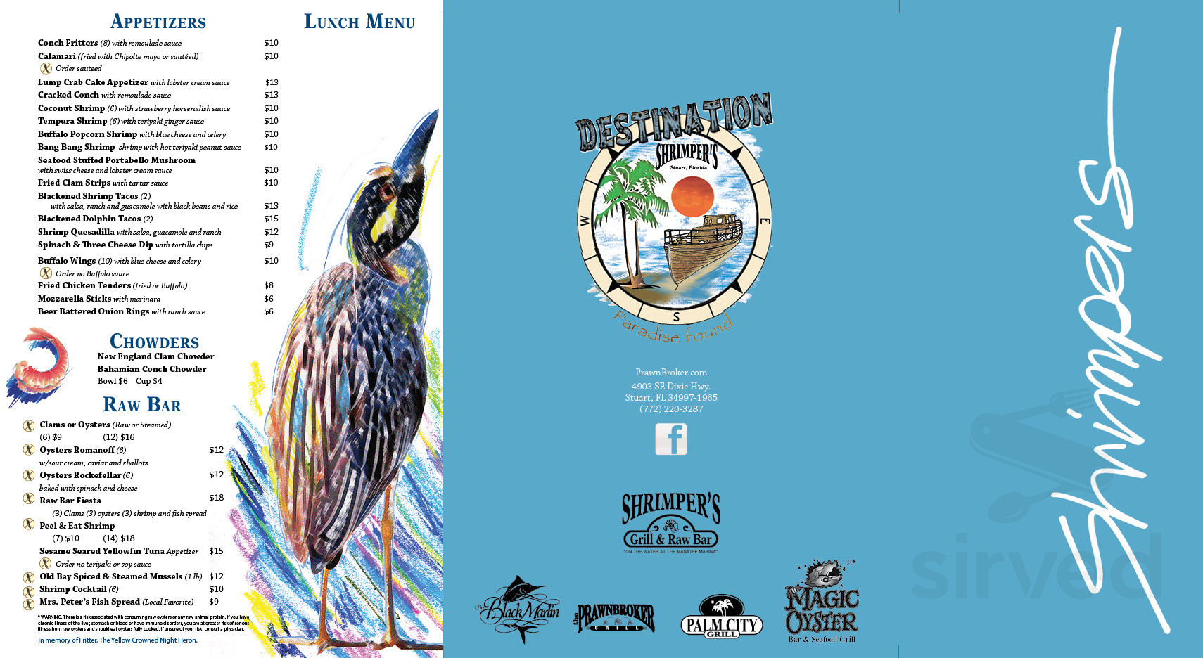 Shrimpers Grill and Raw Bar menu in Stuart, Florida, USA