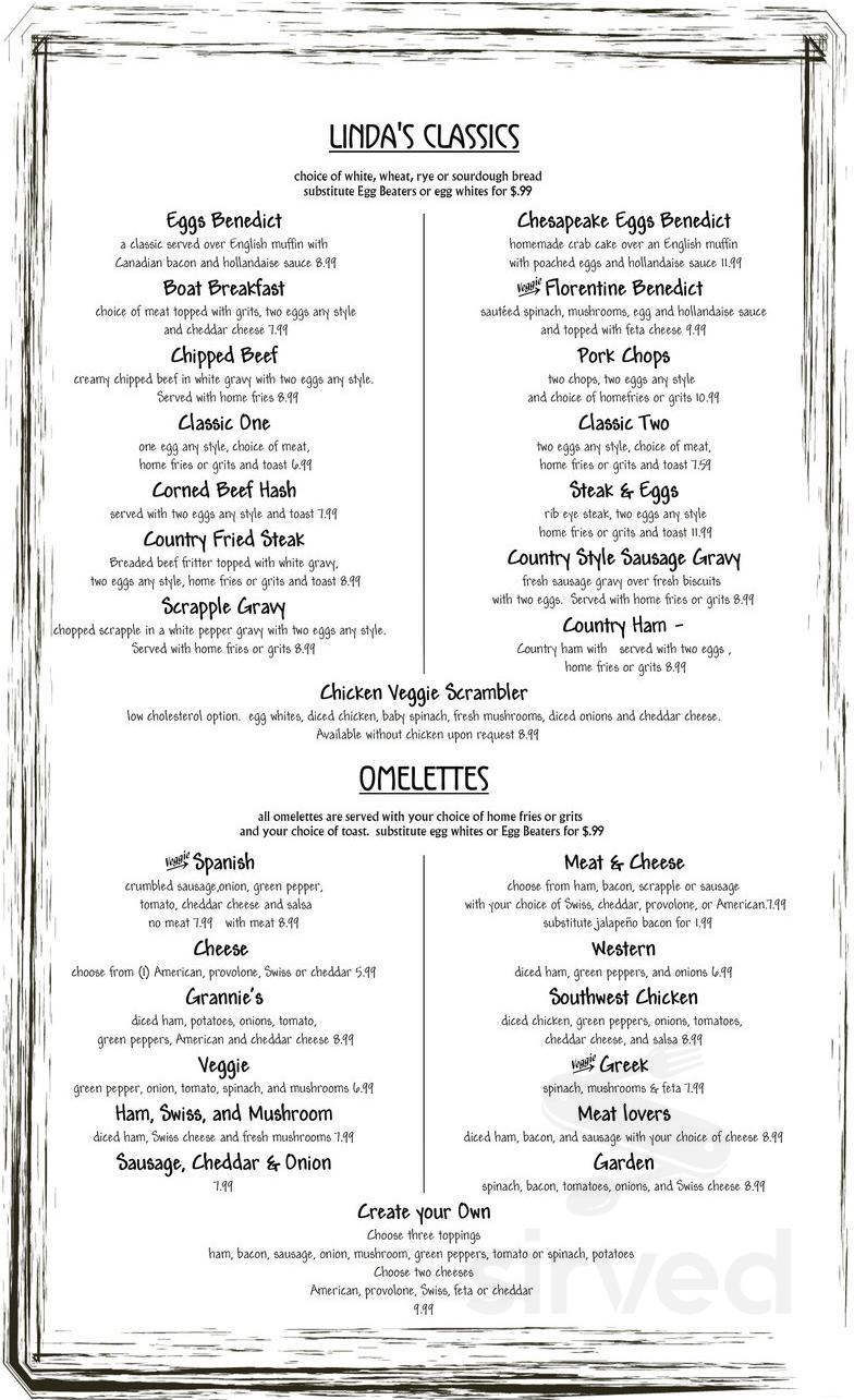 Linda's Cafe menu in Lexington Park, Maryland, USA