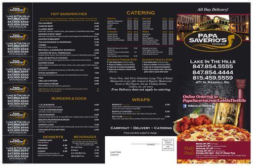 Papa Saverio's menu in Lake in the Hills, Illinois, USA