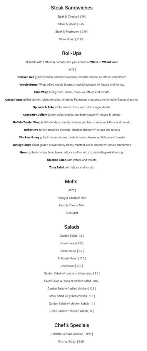 Corner Cafe Newton menu in Newton, Massachusetts, USA