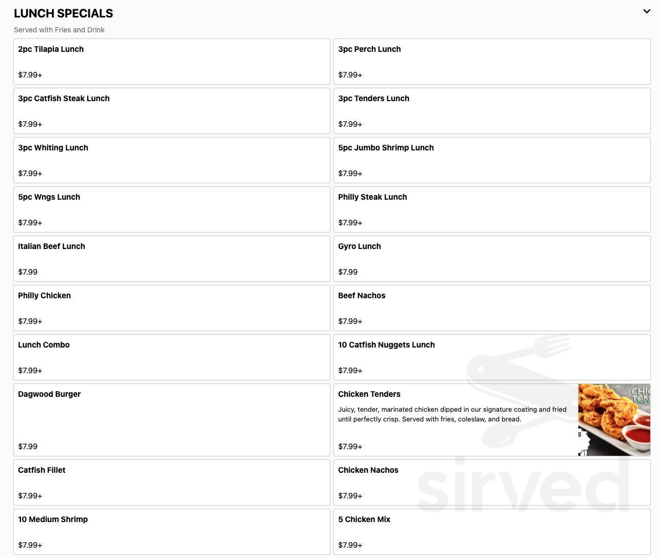 Super Sharks Fish & Chicken menu in Indianapolis, Indiana, USA