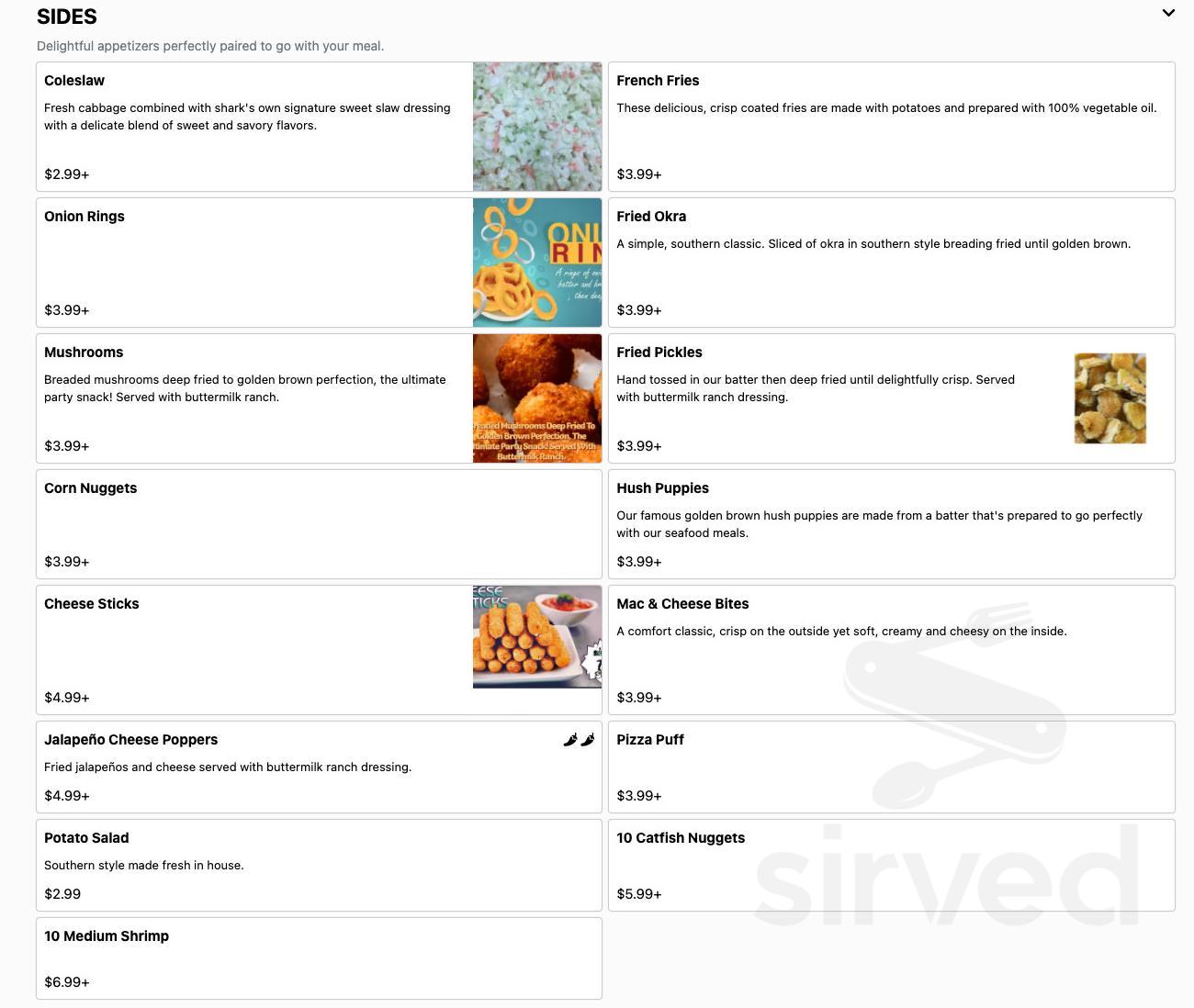 Super Sharks Fish & Chicken menu in Indianapolis, Indiana, USA