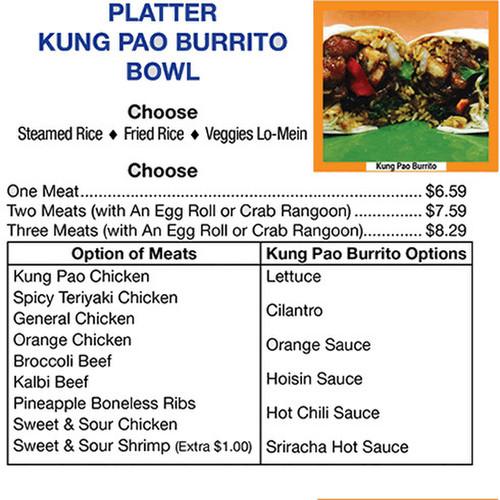 China GO XP menu in Wichita, Kansas, USA