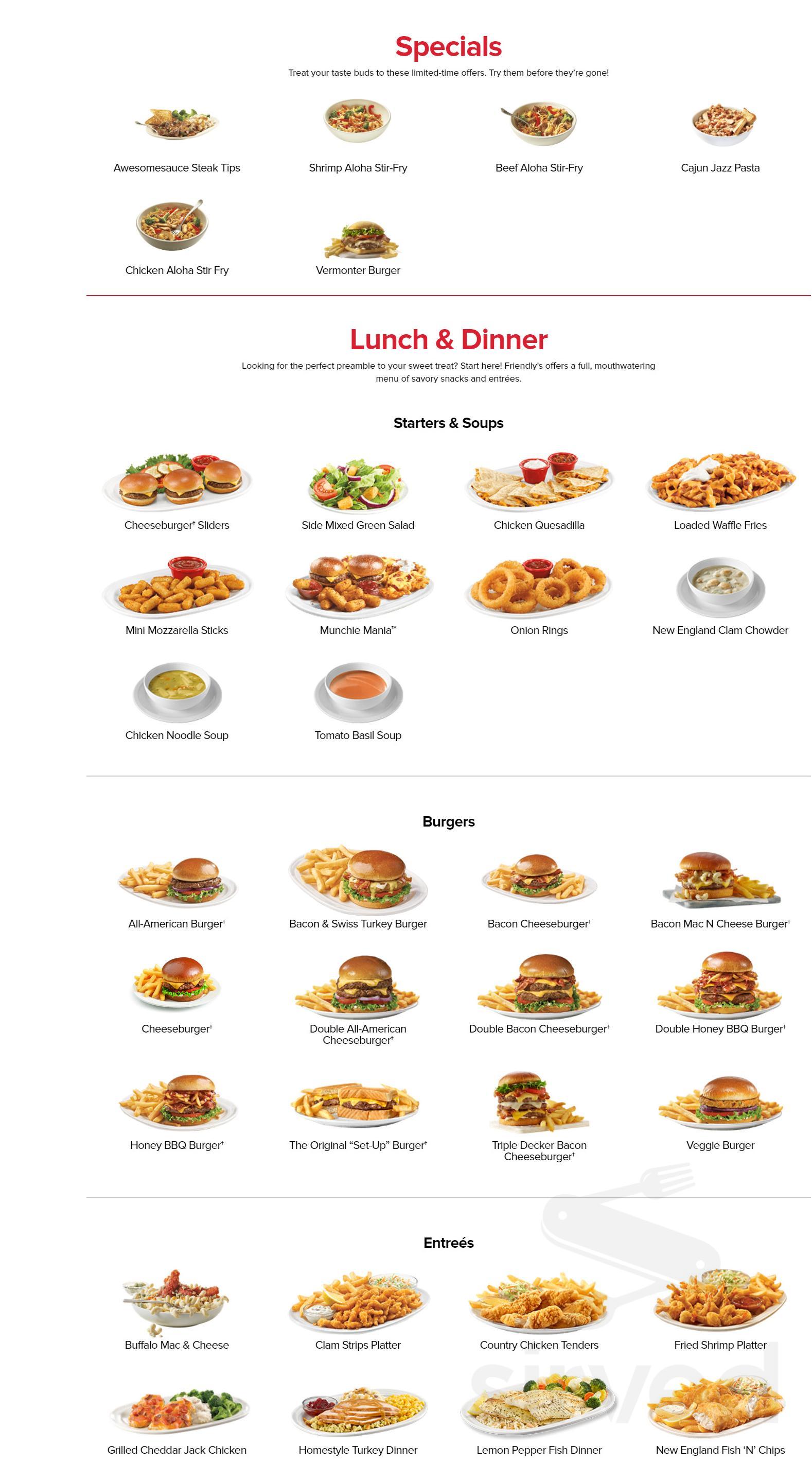 Friendly's menu in Levittown, New York, USA
