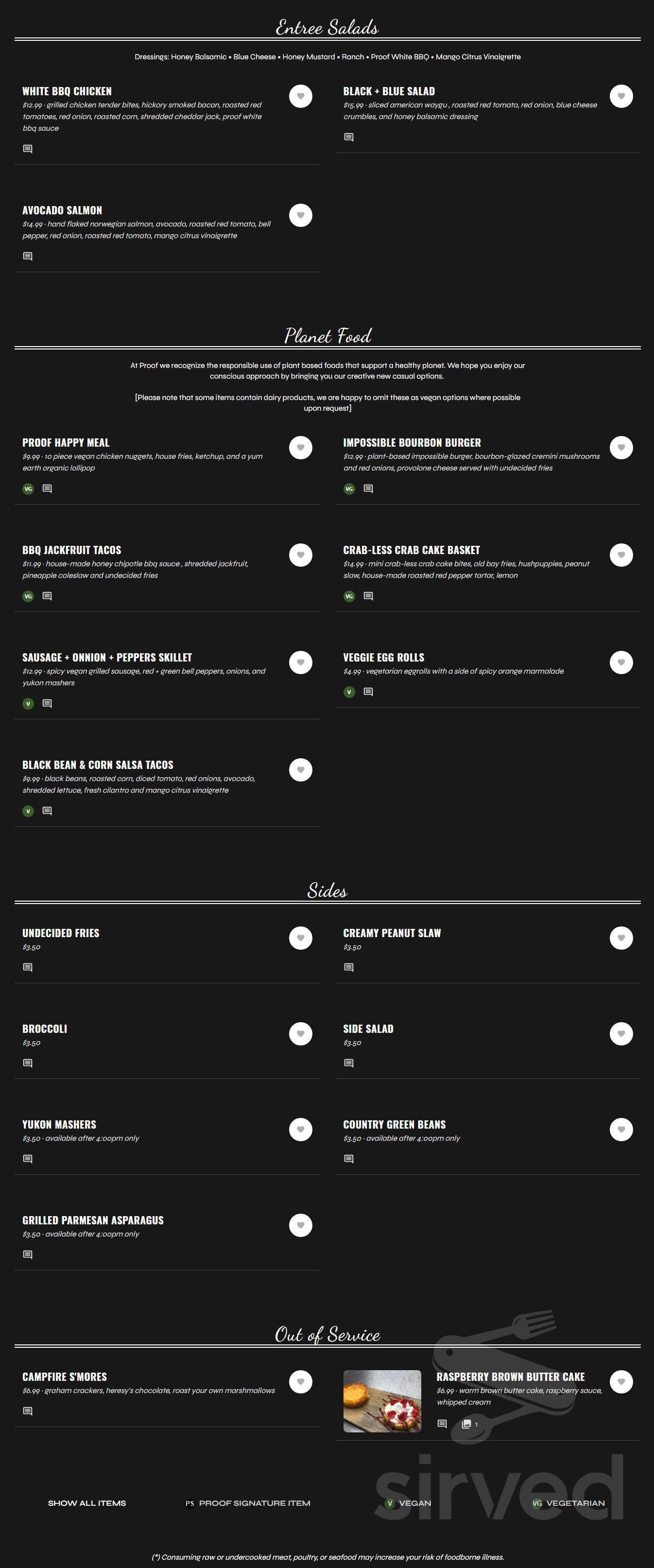 Proof 124 Table and Tavern menus in Lawrenceburg, Indiana, United States