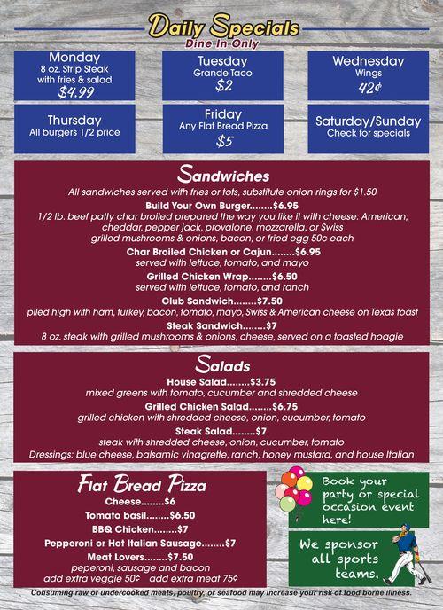 The Tavern on 42 menu in Parma Heights, Ohio, USA