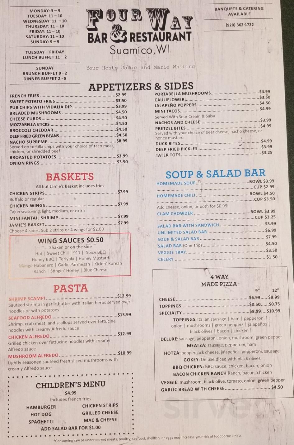 Four Way Bar & Restaurant menu in Suamico, Wisconsin, USA