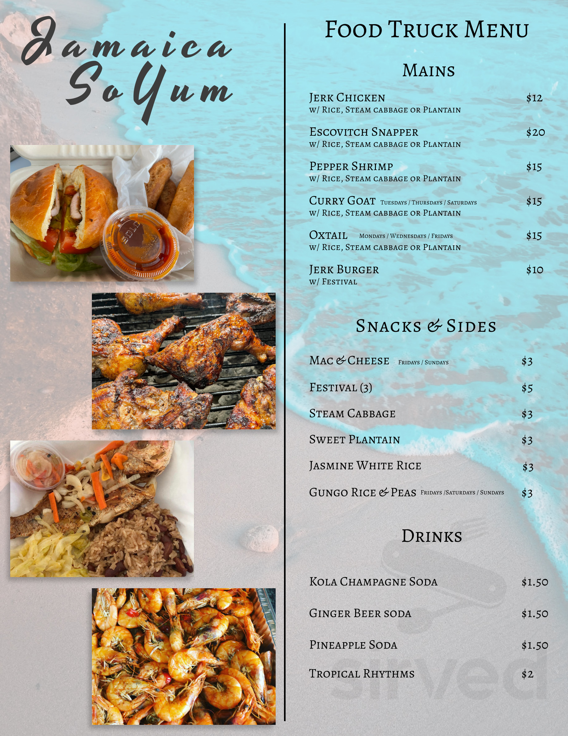 Jamaica So yum menu in Tampa, Florida, USA