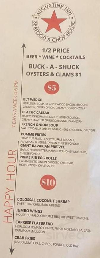 Augustine Inn Seafood & Chop House menu in Middletown, Delaware, USA