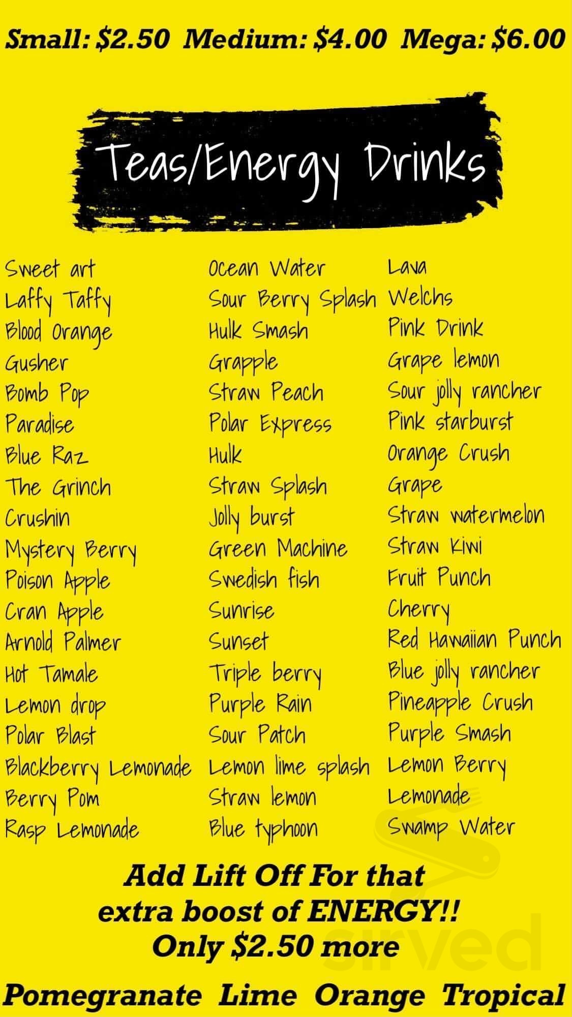 Menu - Norman OK's The Fix Energy & Nutrition Lounge | Sirved