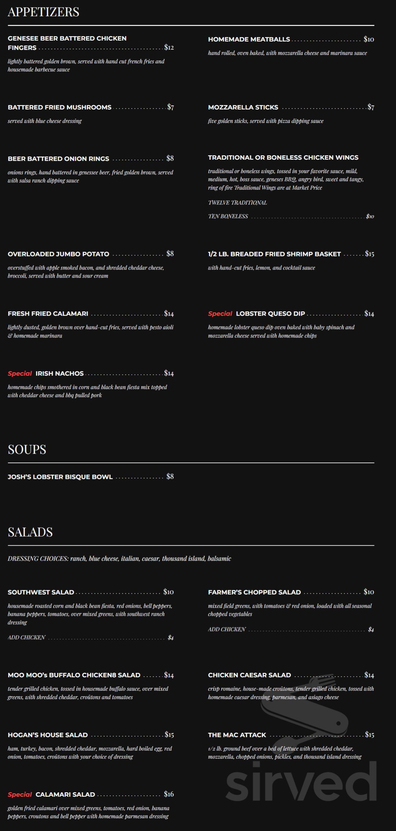 Hogan's Eatery menus in Sodus, New York, United States