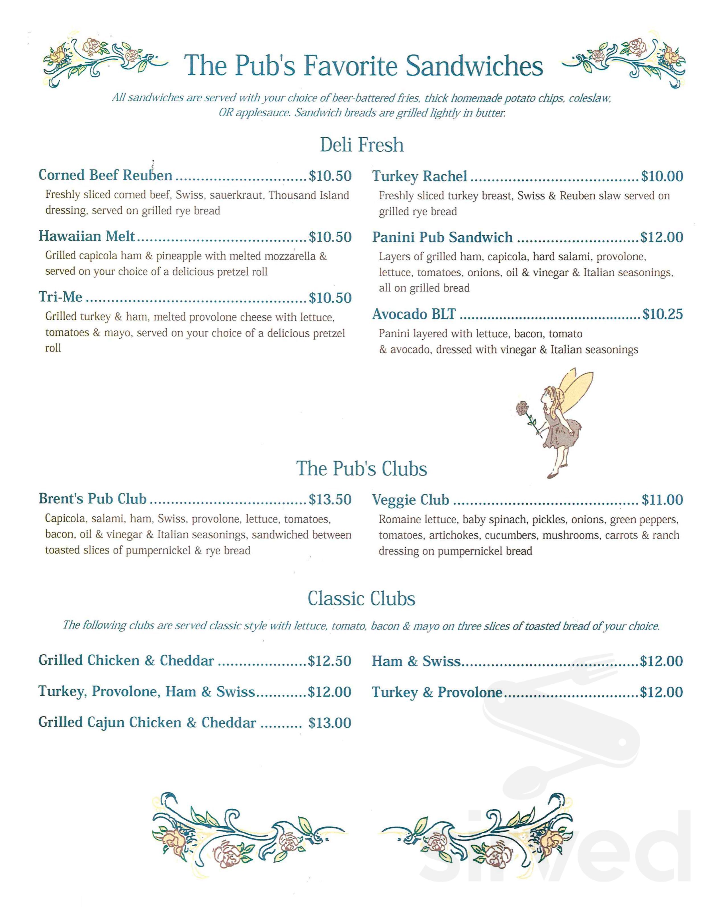 Menu - Gettysburg PA's The Pub & Restaurant | Sirved