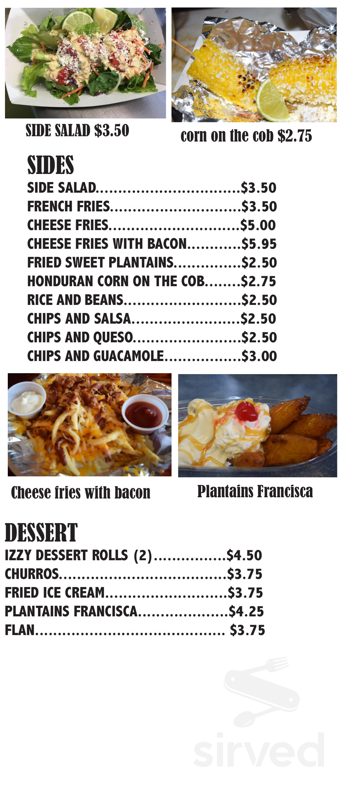 Izzy's Island Tacos And Ice Cream menu in New Smyrna Beach, Florida, USA