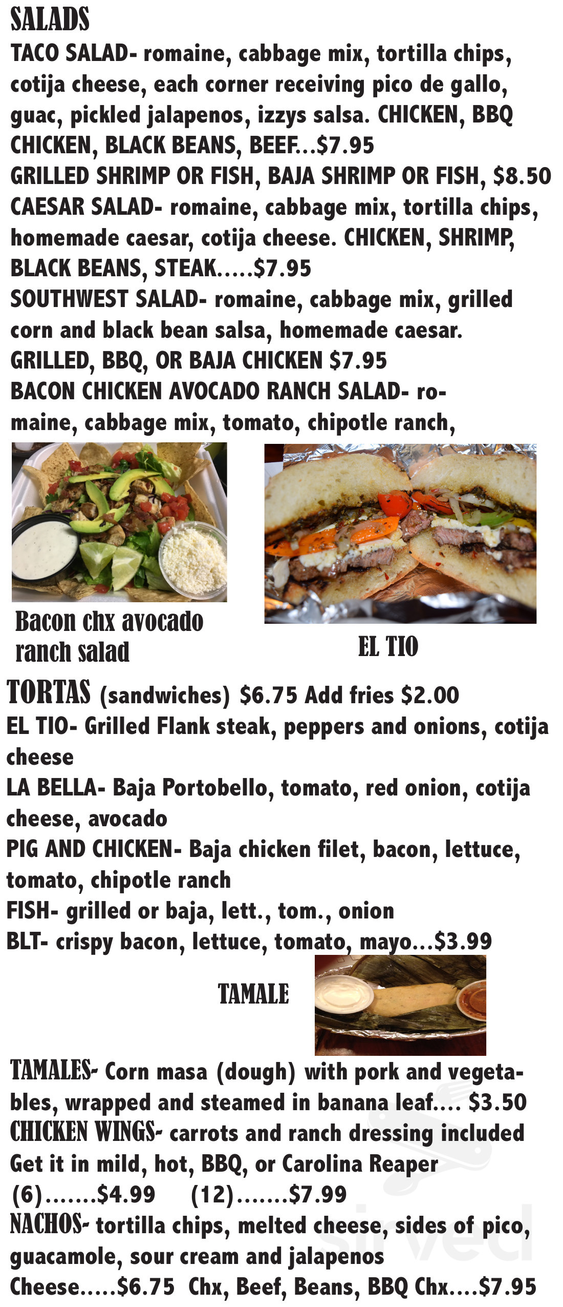 Menu - New Smyrna Beach FL's Izzy's Island Tacos And Ice Cream | Sirved