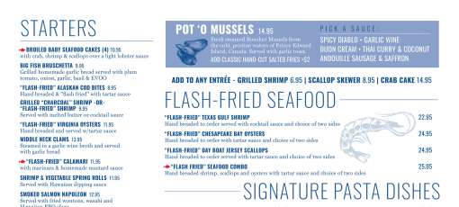 Menu for Big Fish Grill Rehoboth in Rehoboth Beach, DE | Sirved