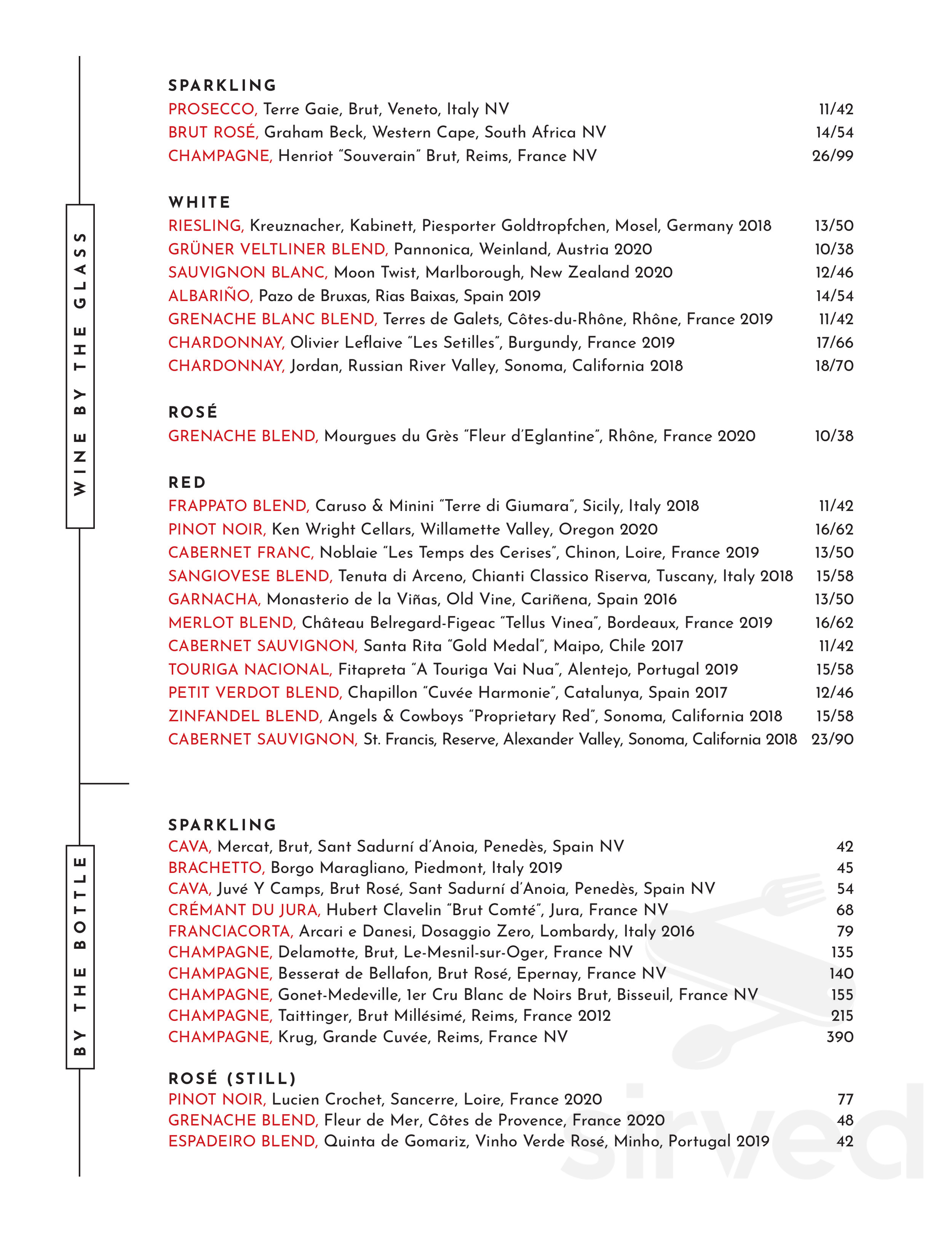 Etch menu in Nashville, Tennessee, USA