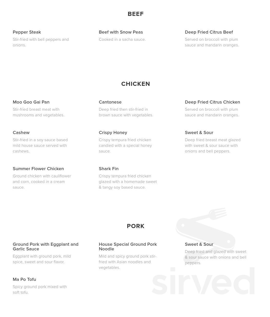 Shark Fin menu in Pensacola, Florida, USA