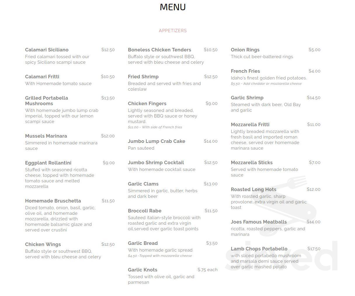 Menu for Jo Jo's Italian Grille EHT in Egg Harbor Township, NJ | Sirved