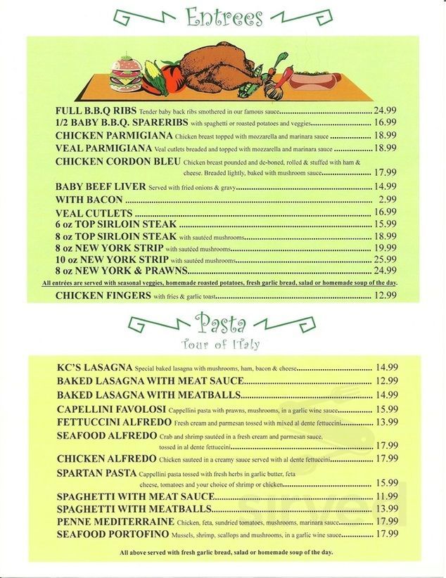 K C's Restaurant & Lounge menus in Stony Plain, Alberta, Canada