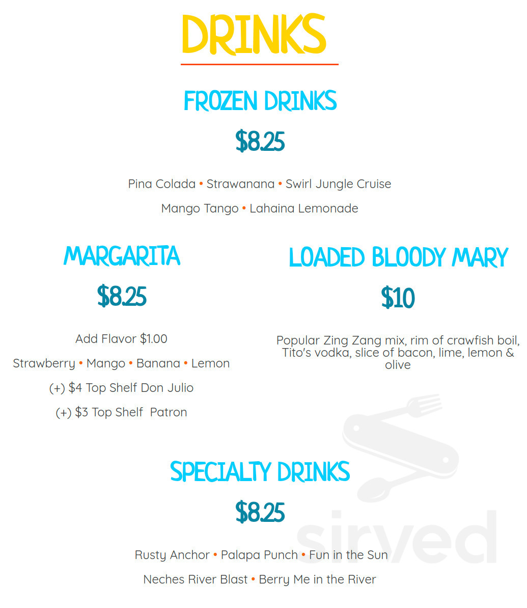 Menu for Neches River Wheelhouse in Port Neches, TX | Sirved