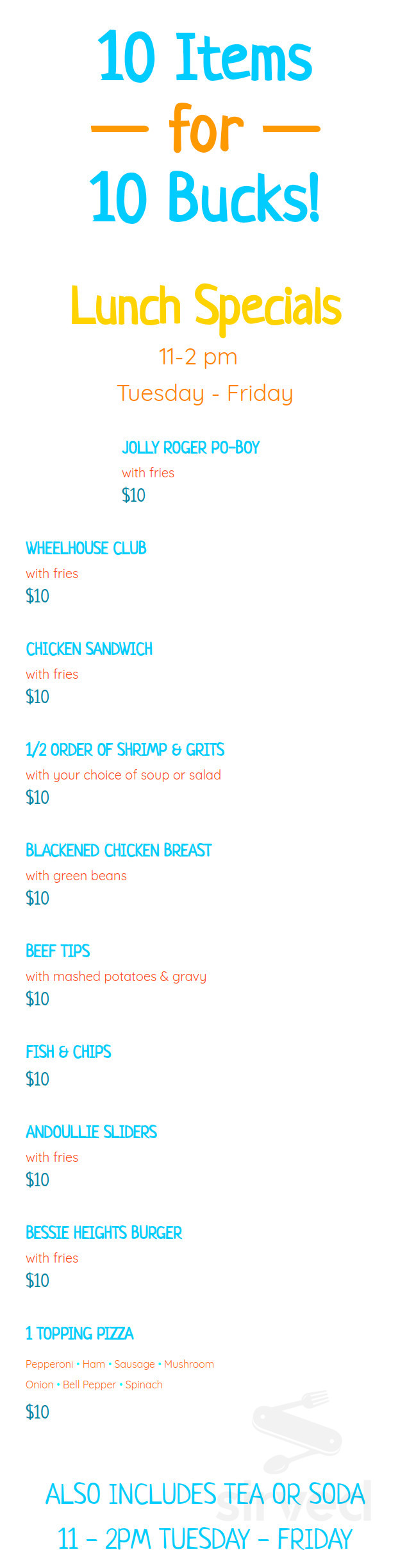 Menu for Neches River Wheelhouse in Port Neches, TX | Sirved