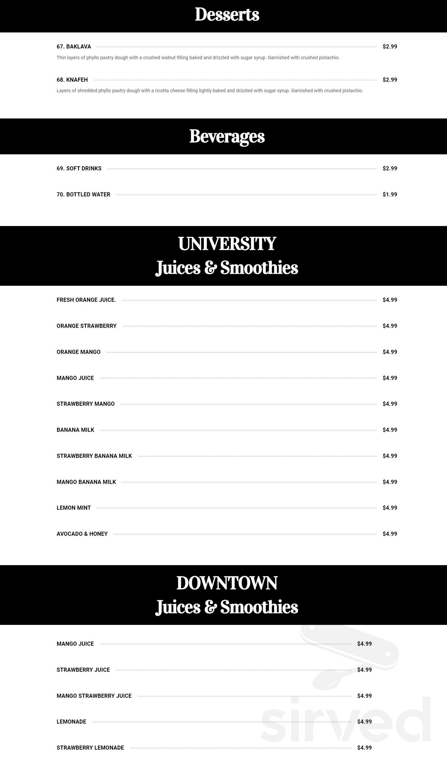 Pita fresh menu in Denver, Colorado, USA