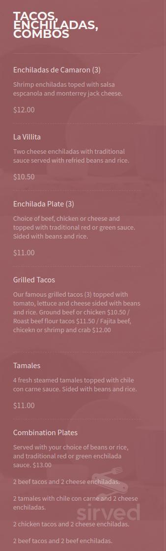 Menu - Midland TX's Monterrey Cocina Mexicana | Sirved