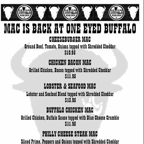 One Eyed Buffalo Brewing Company menu in Thermopolis, Wyoming, USA