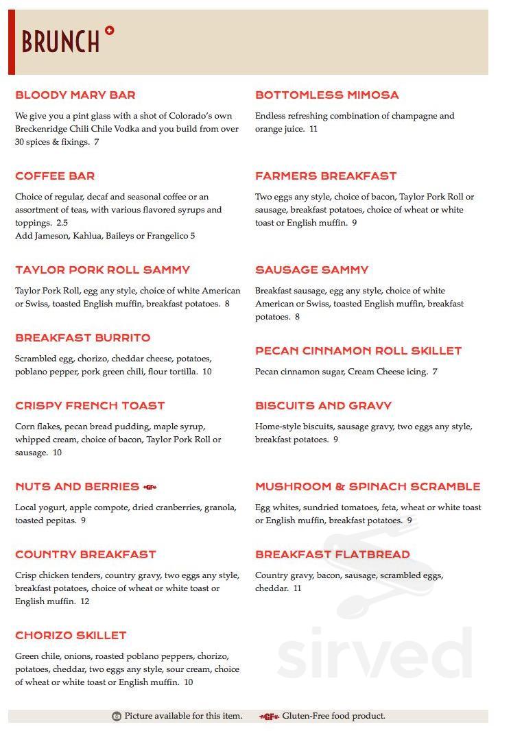 Menu - Denver CO's Tavern Lowry | Sirved