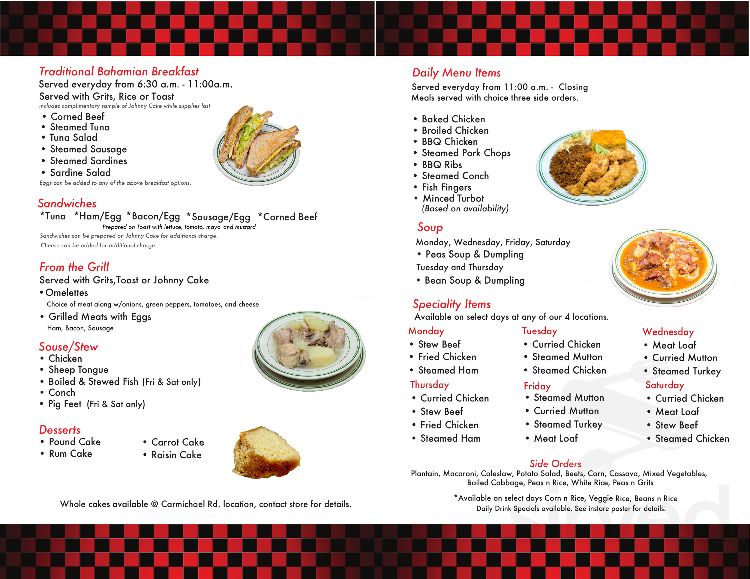 Checkers Cafe Menu In Fox Hill Rd Nassau Bahamas