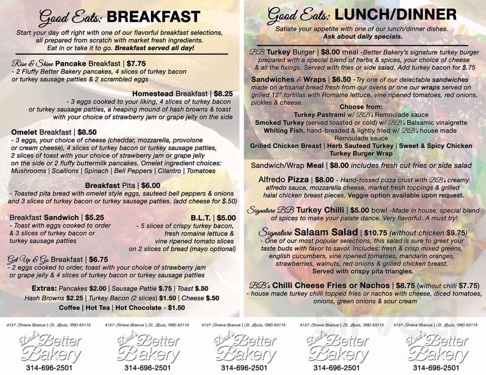 Better Bakery menu in St. Louis, Missouri, USA