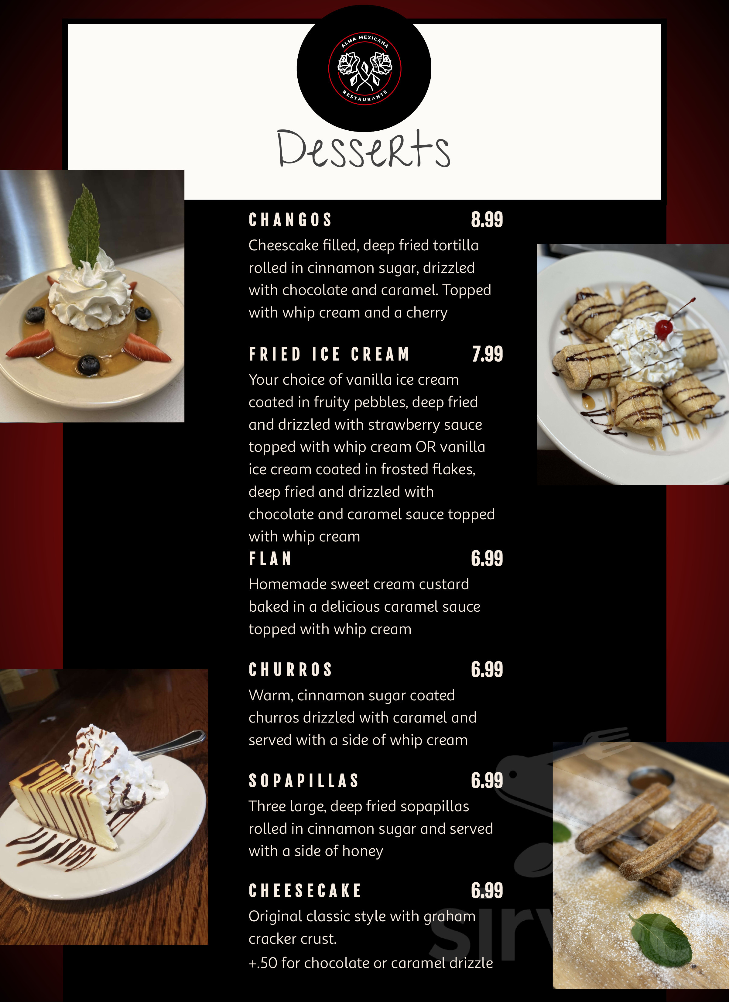 Alma Mexicana Restaurante menu in Flower Mound, Texas, USA