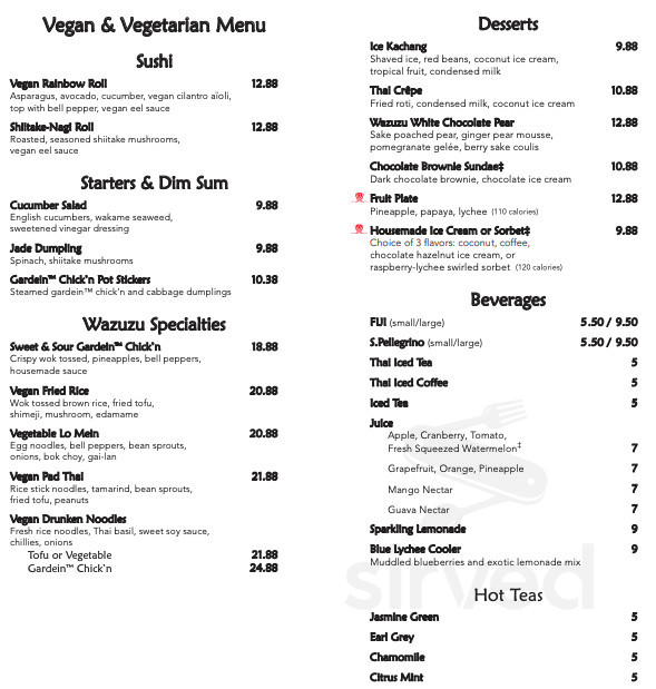 Wazuzu menus in Las Vegas, Nevada, United States