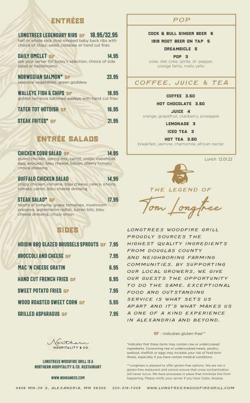 Longtrees Woodfire Grill menu in Alexandria, Minnesota, USA
