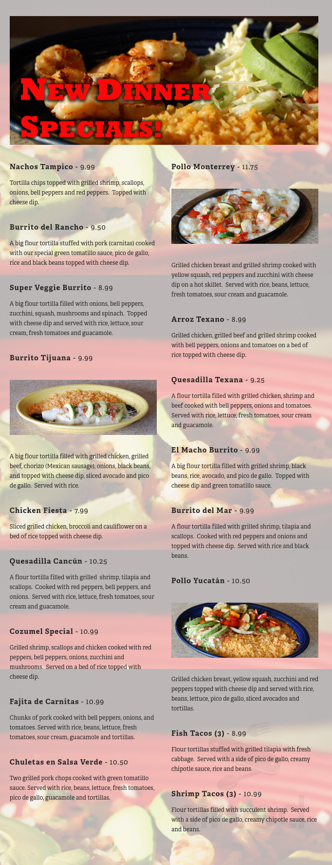 Menu for Mi Patron Mexican Restaurant in Lynchburg, Virginia, United States
