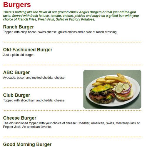 The Egg Factory menu in Nampa, Idaho, USA
